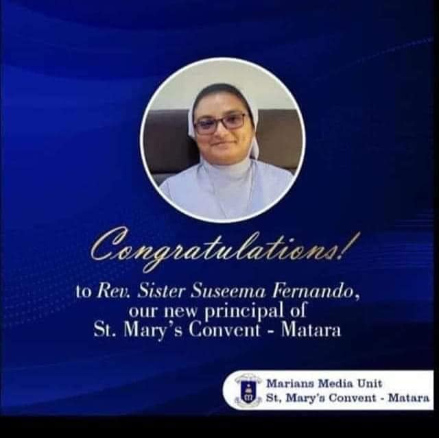 Congratulations Rev. sister Suseema Fernando – St. Mary's Convent Matara